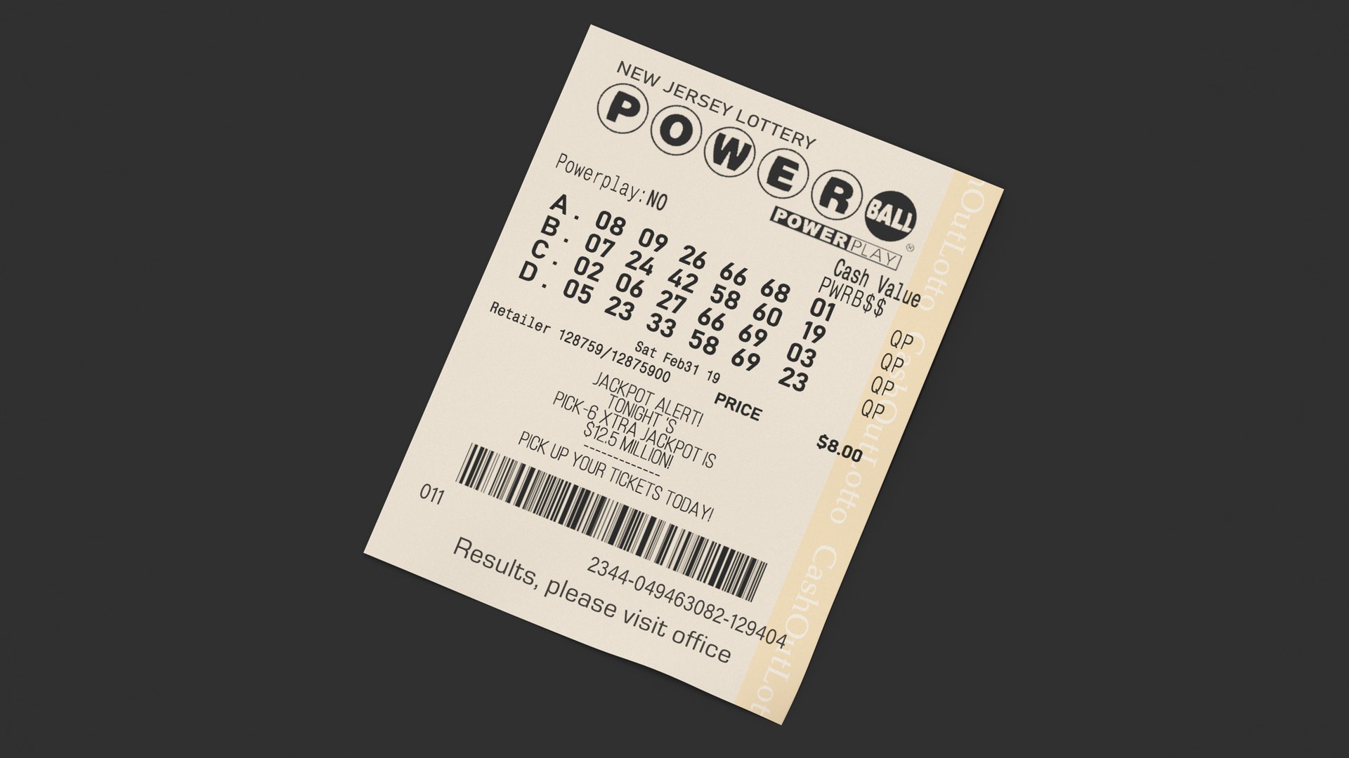 3D Flat Powerball Lottery Ticket - TurboSquid 2022208