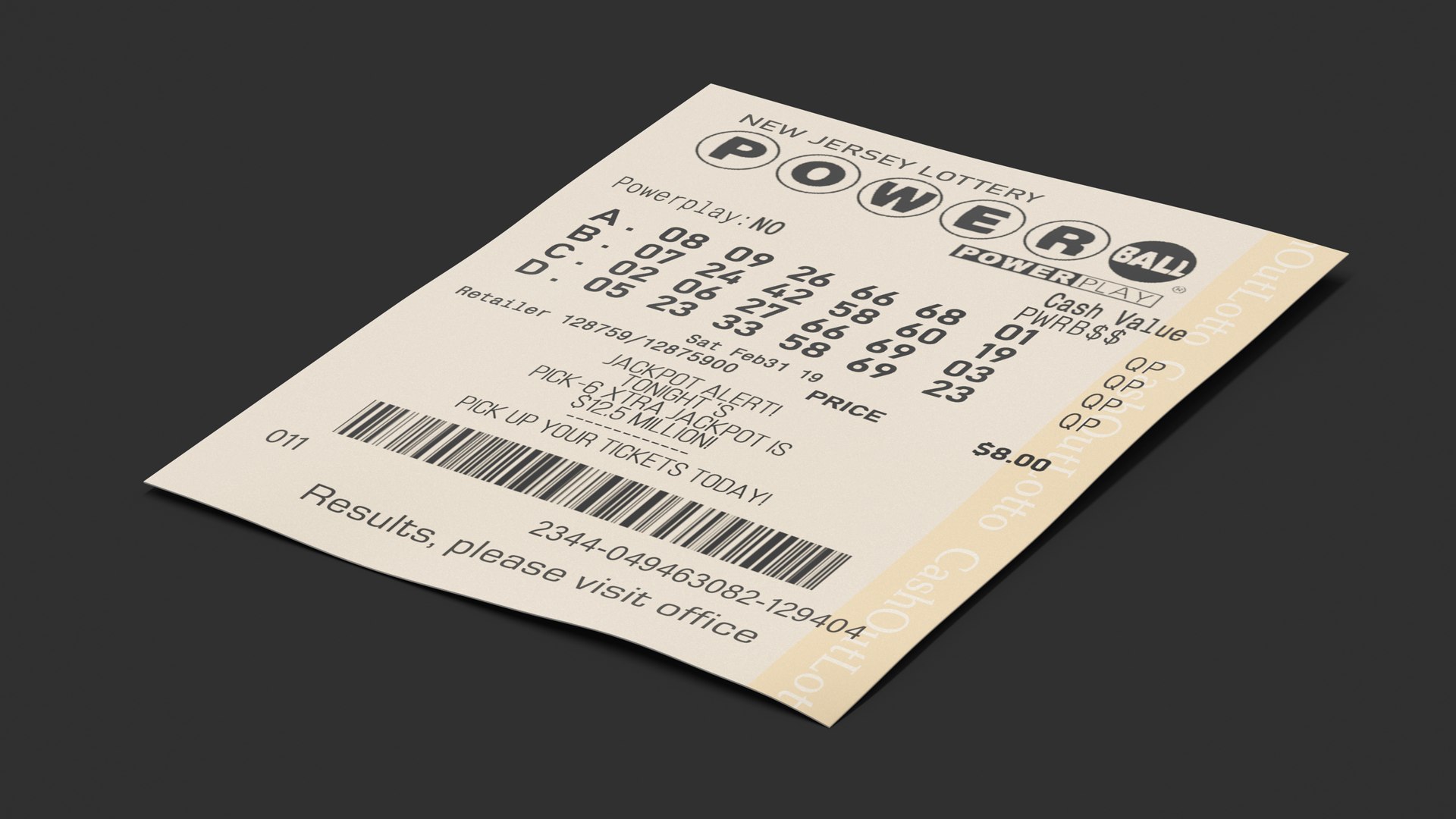 3D Flat Powerball Lottery Ticket - TurboSquid 2022208