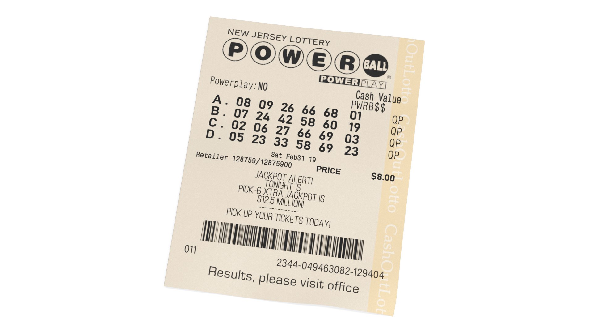 3D Flat Powerball Lottery Ticket - TurboSquid 2022208