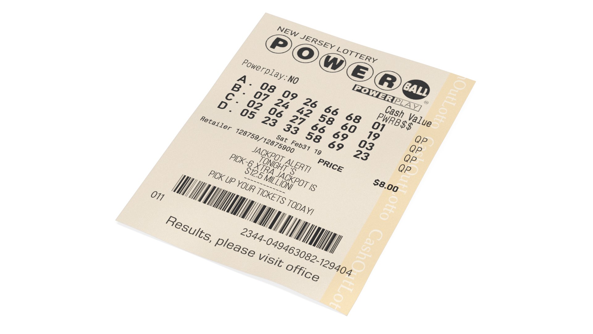 3D Flat Powerball Lottery Ticket - TurboSquid 2022208
