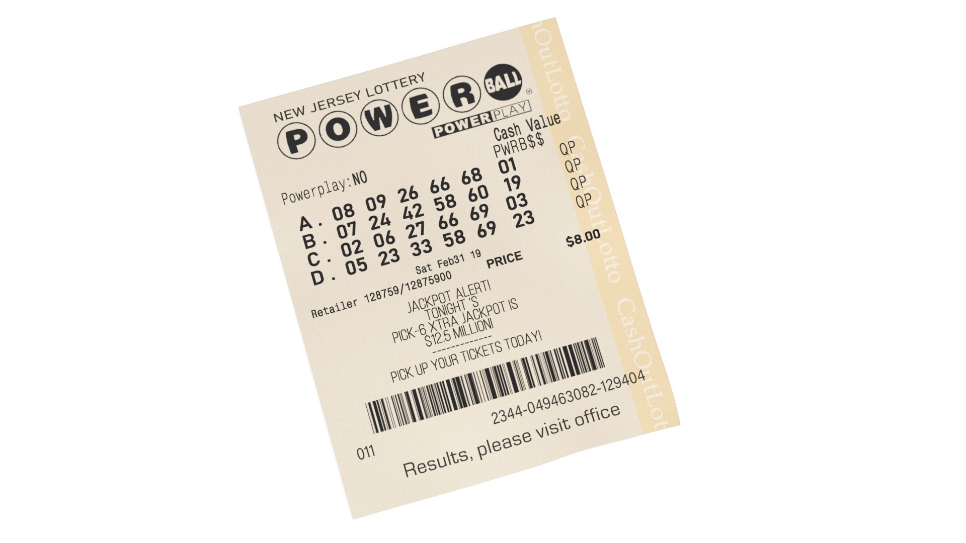 3D Flat Powerball Lottery Ticket - TurboSquid 2022208