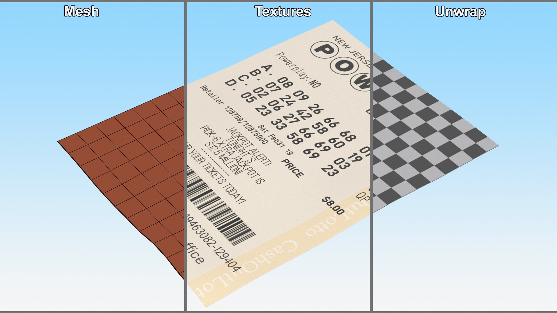 3D Flat Powerball Lottery Ticket - TurboSquid 2022208