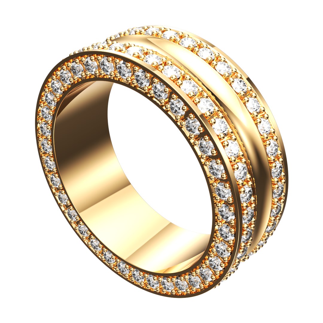 3D Wedding Ring Set Women Men Ring CAD Design-PSJM001V6 3D Print Model ...