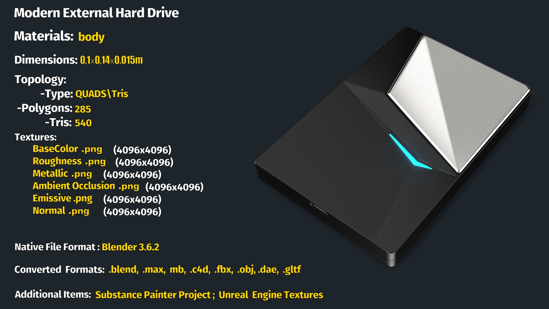 3D Modern External Hard Drive - TurboSquid 2138522