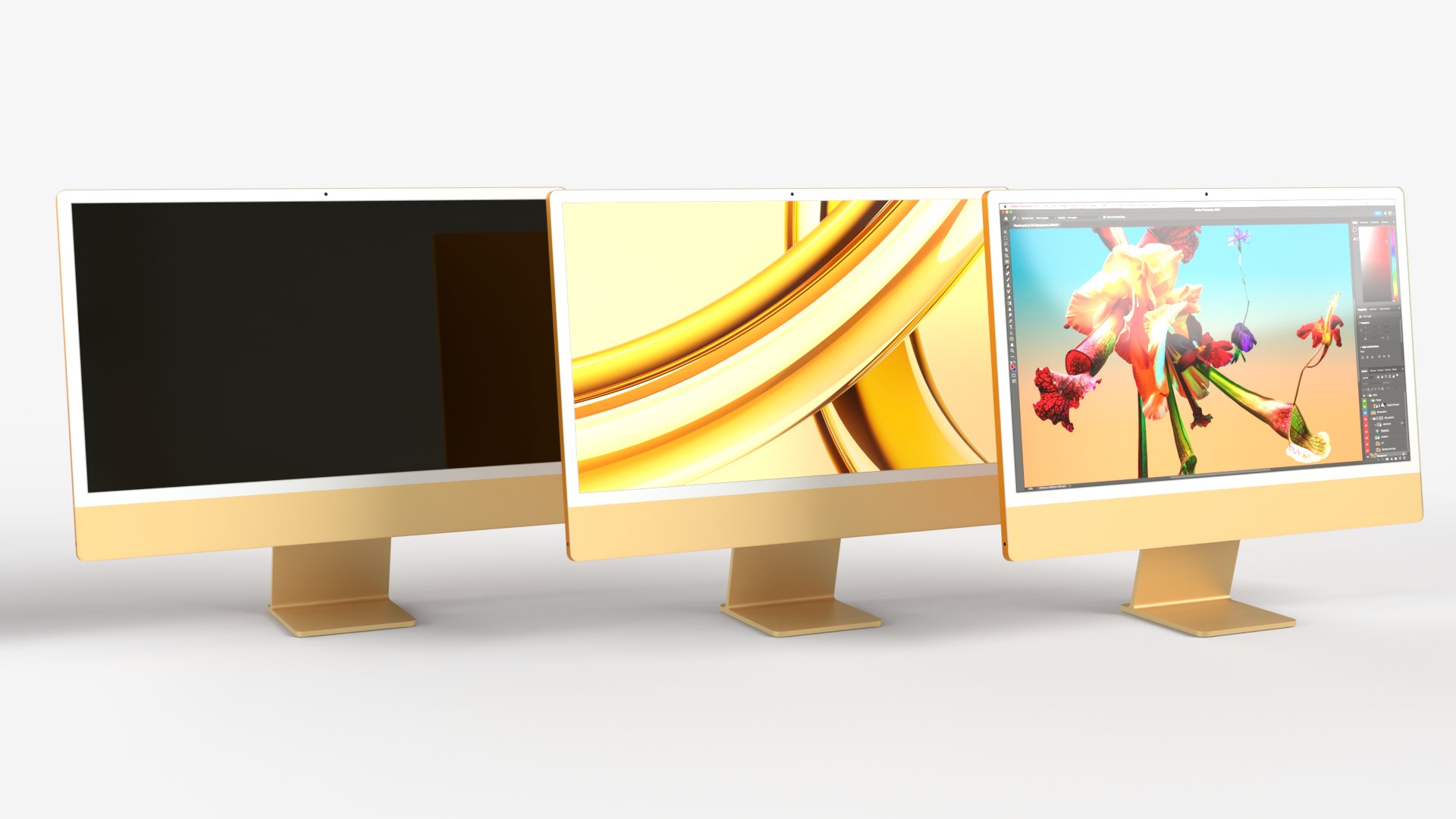 3D Apple IMac Yellow With Keyboard Mouse And Trackpad - TurboSquid 2325410