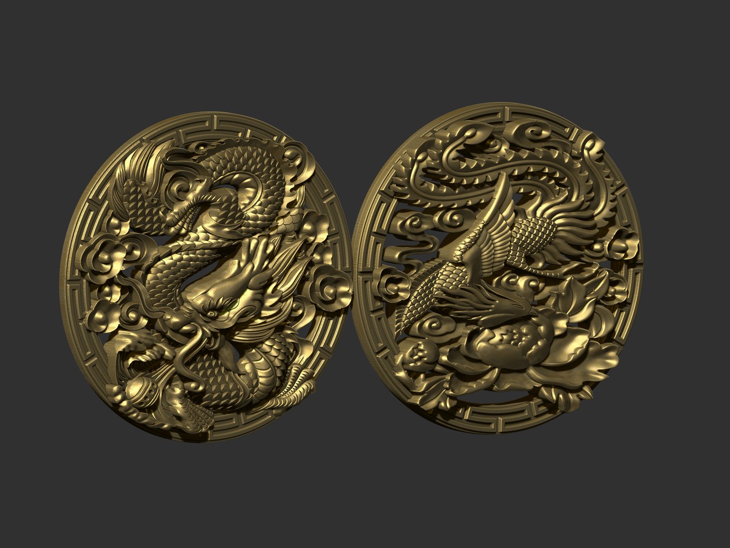 Dragon And Phoenix Pendants 3D Model - TurboSquid 2049529