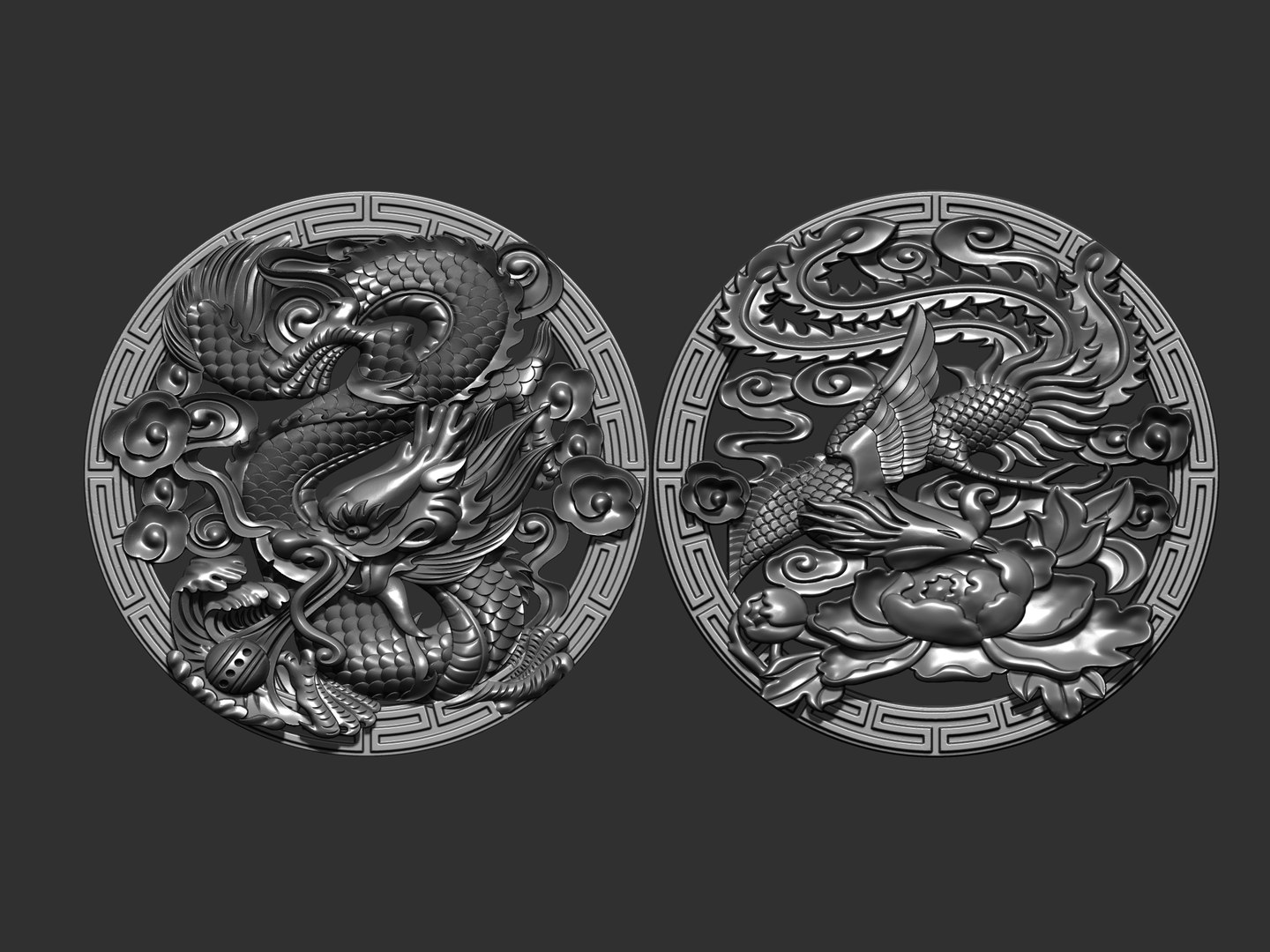Dragon And Phoenix Pendants 3D Model - TurboSquid 2049529