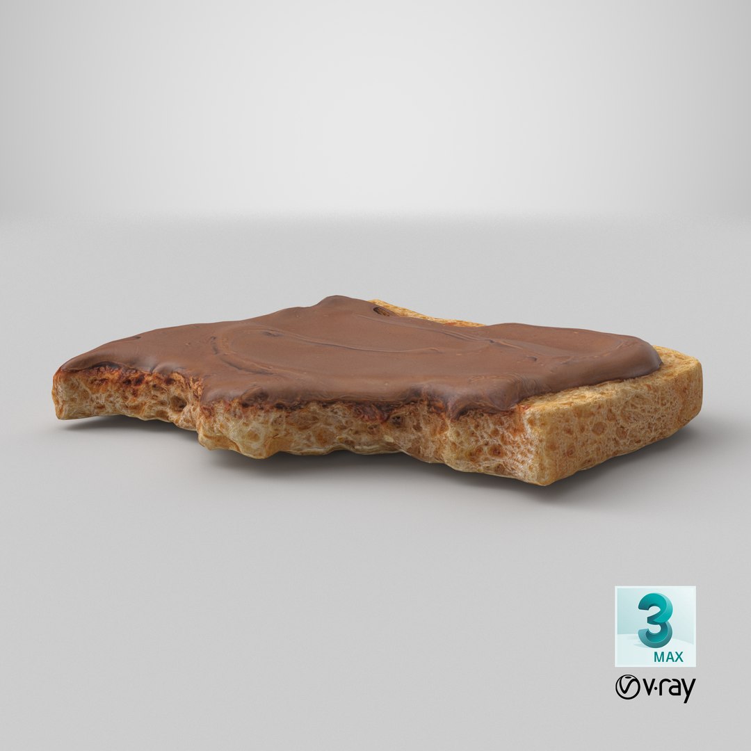 3D Toast With Dark Chocolate 02 Bitten - TurboSquid 2052862