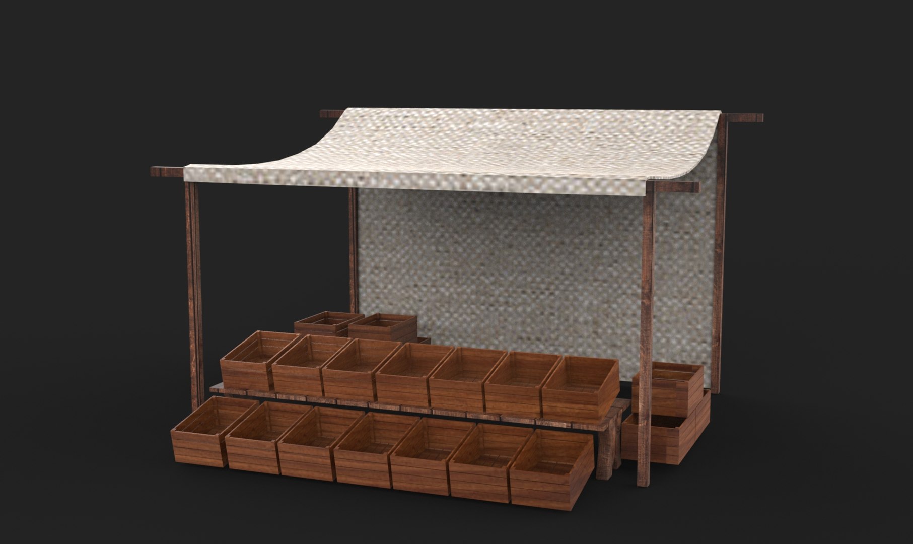 3D Market Stall Low-poly 3D Model - TurboSquid 2344937