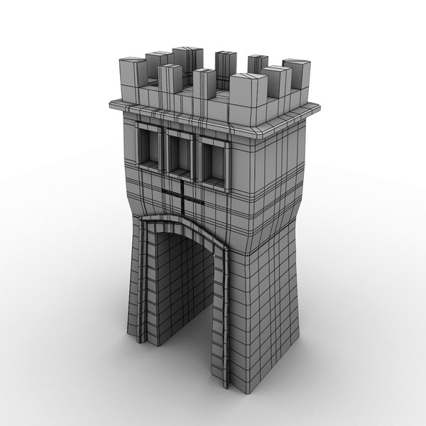 3d model medieval tower gatehouse