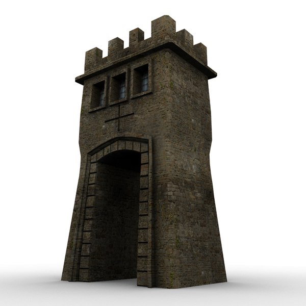 3d model medieval tower gatehouse