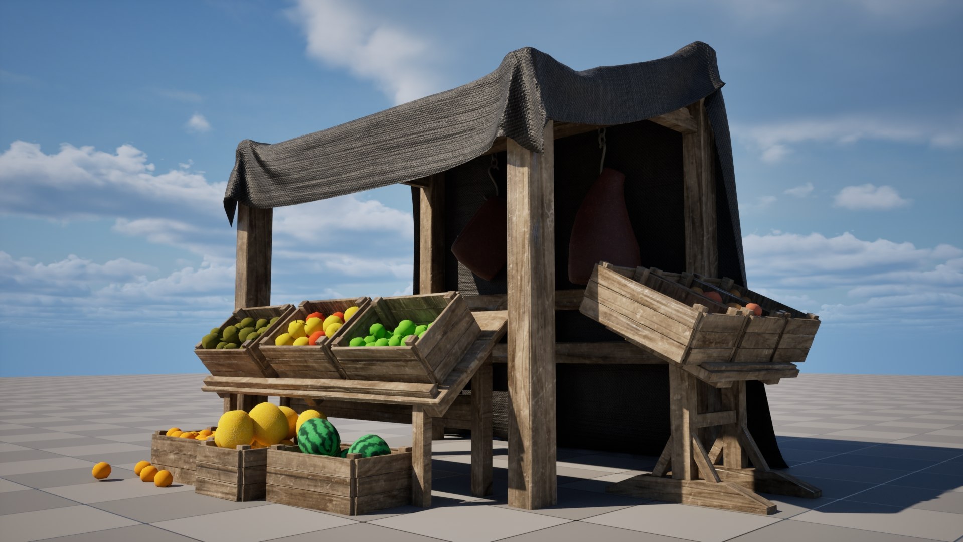 3D Medieval Trading Market - Historic 3D Model For Games And VR Low ...