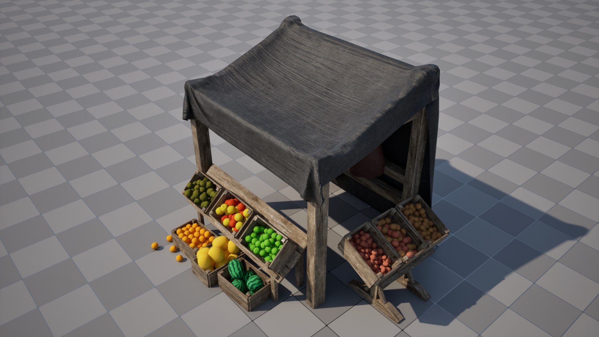 3D Medieval Trading Market - Historic 3D Model For Games And VR Low ...