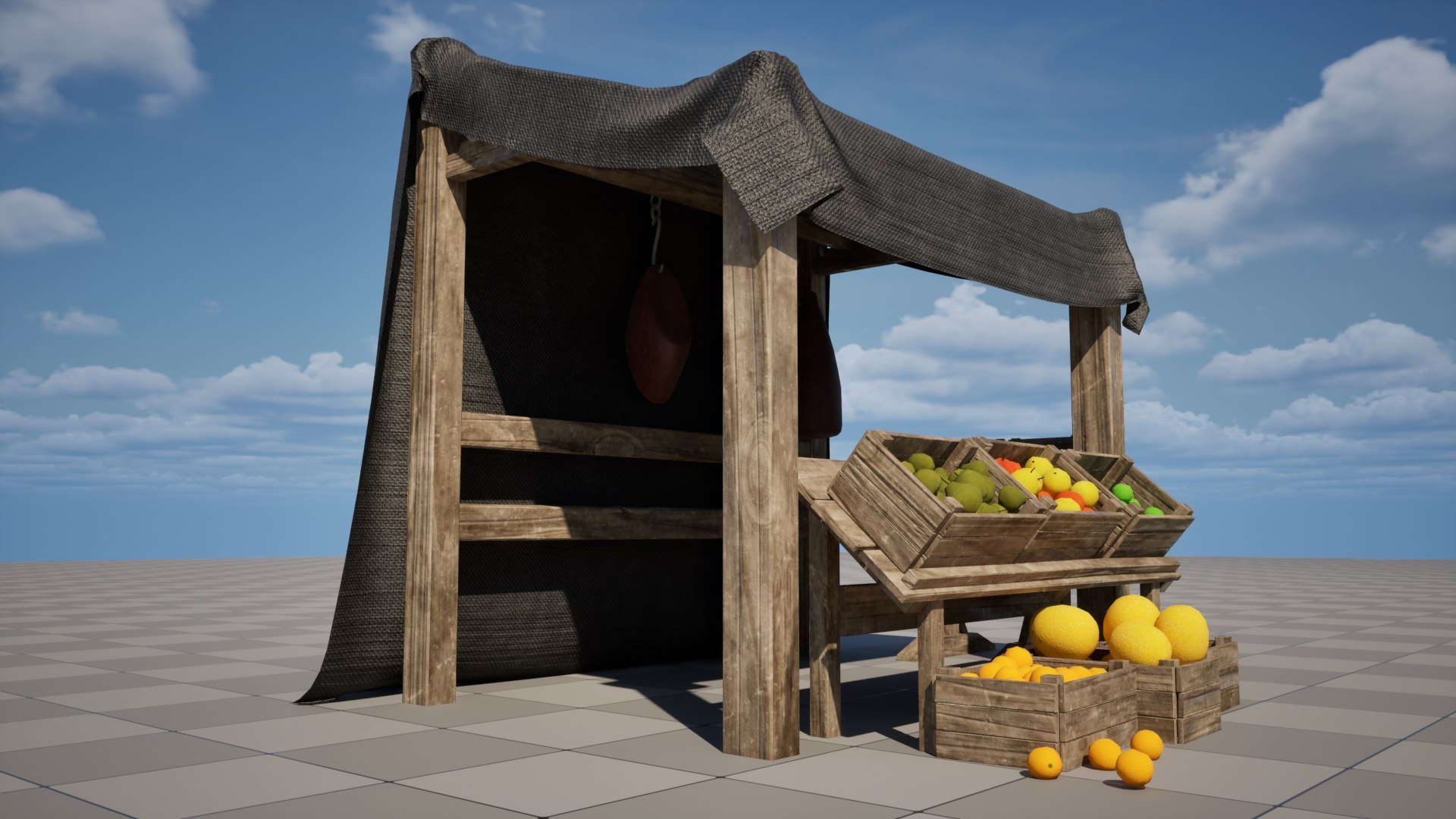 3D Medieval Trading Market - Historic 3D Model For Games And VR Low ...