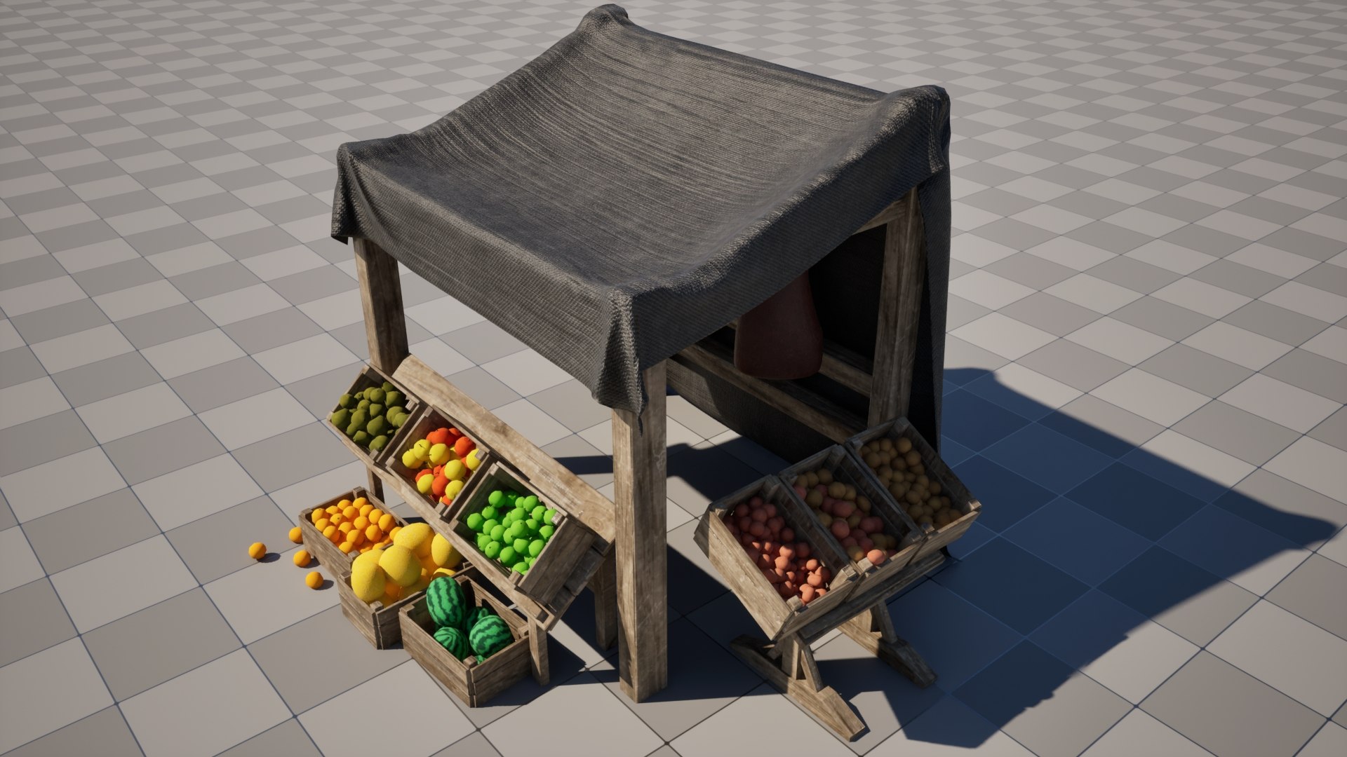 3D Medieval Trading Market - Historic 3D Model For Games And VR Low ...