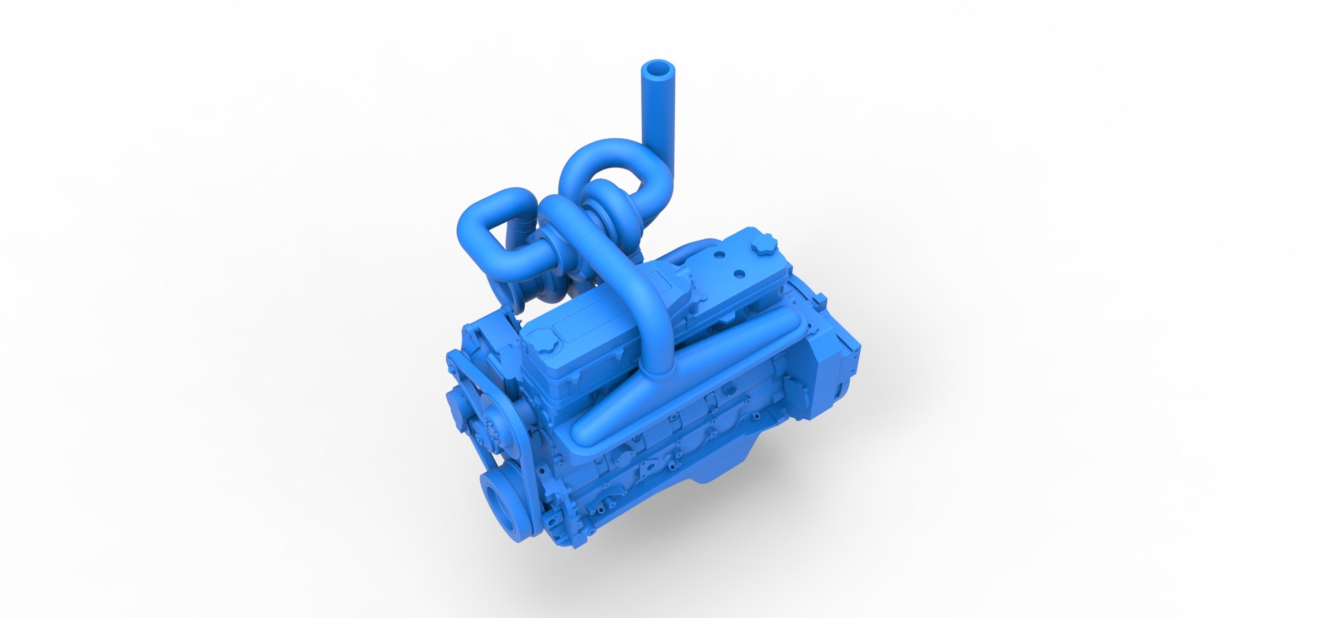 3D Twin Turbo Straight-six Engine For Semi Truck Scale 1 To 25 ...
