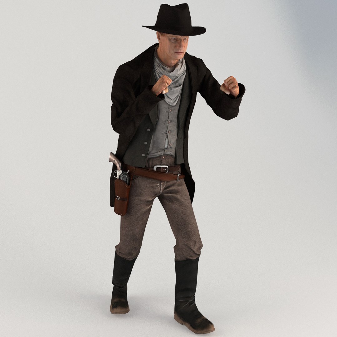3d cowboy rigged model