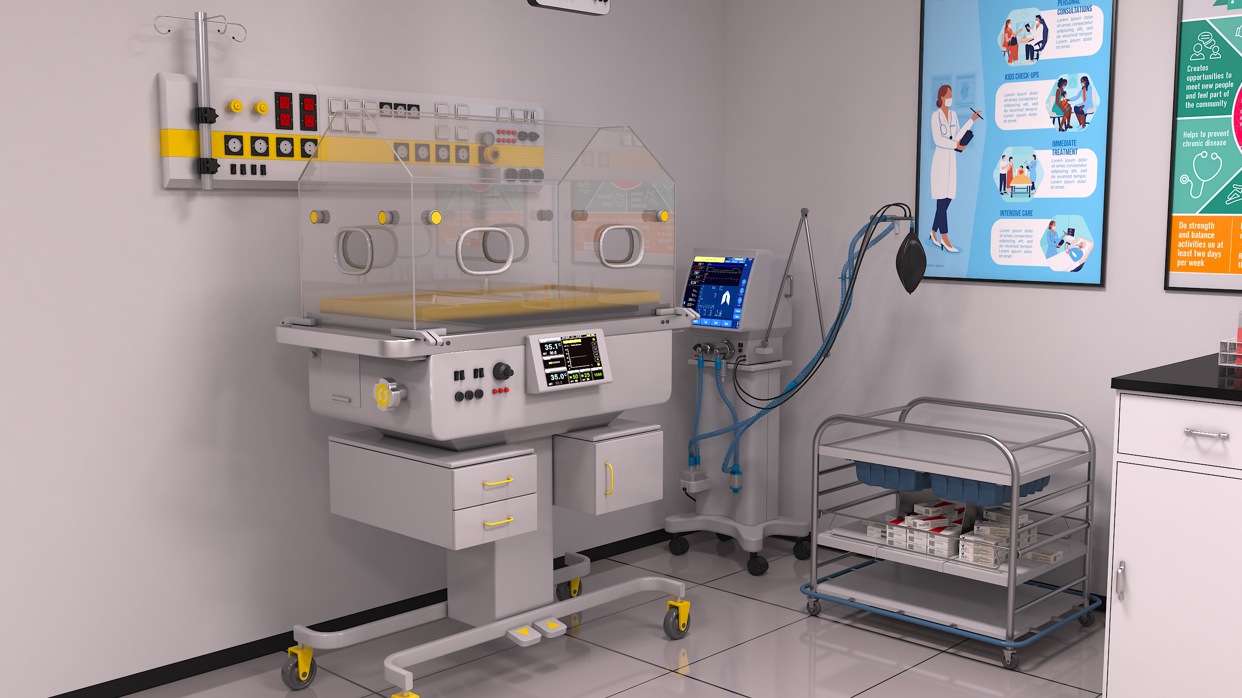 modelo 3d Unidad de cuidado intensivo neonatal - TurboSquid 1875076