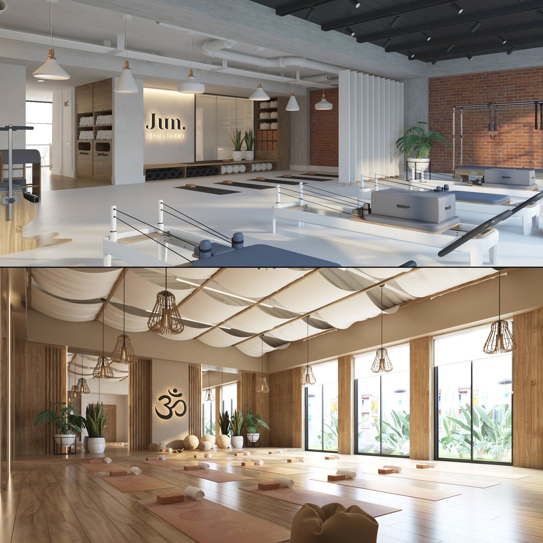 3D Model Yoga And Pilates Studio Interior Bundle - TurboSquid 2396197