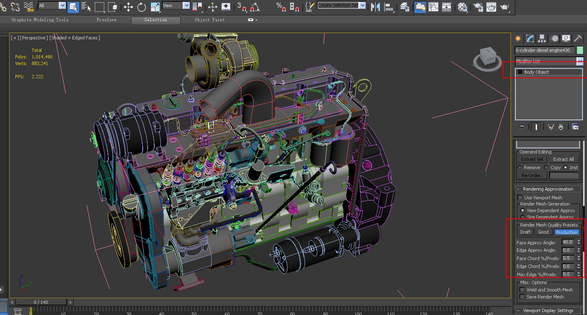 6 Cylinder Diesel Engine 3d Model