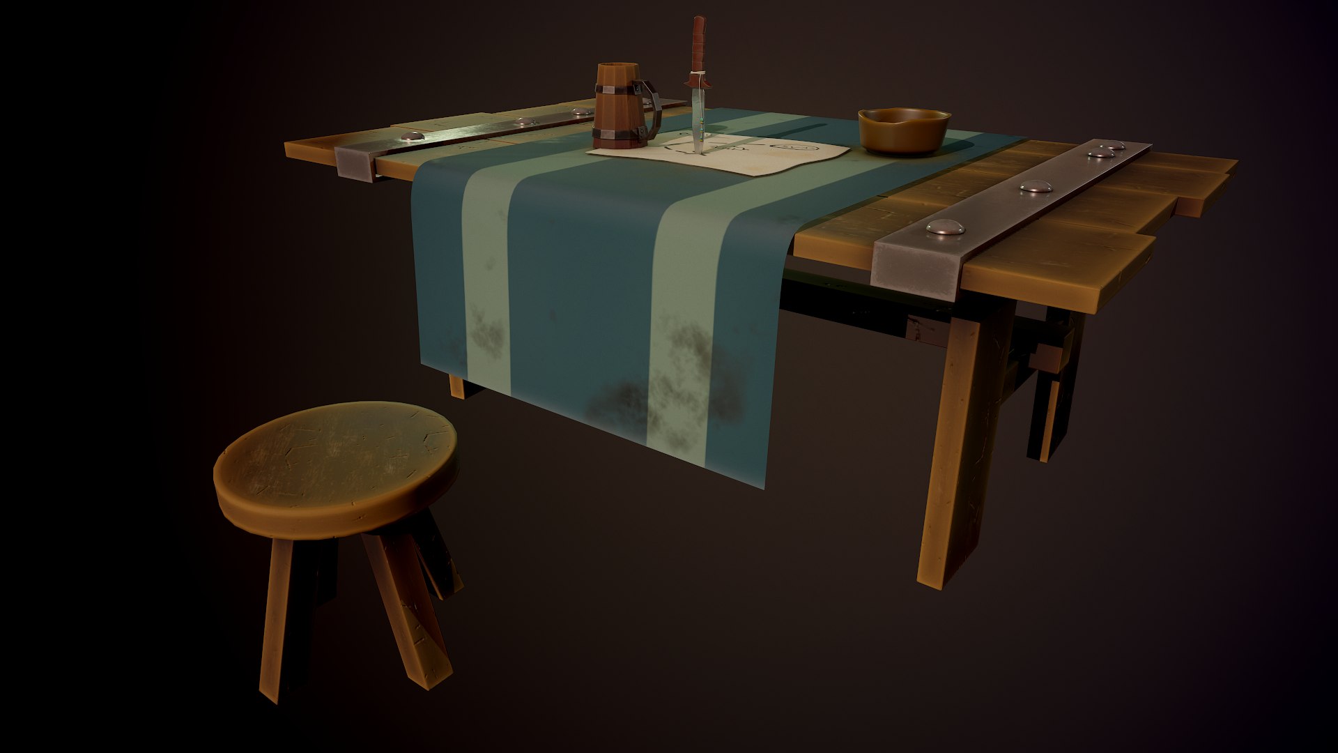Stylized Table Chair 3D Model - TurboSquid 1703600
