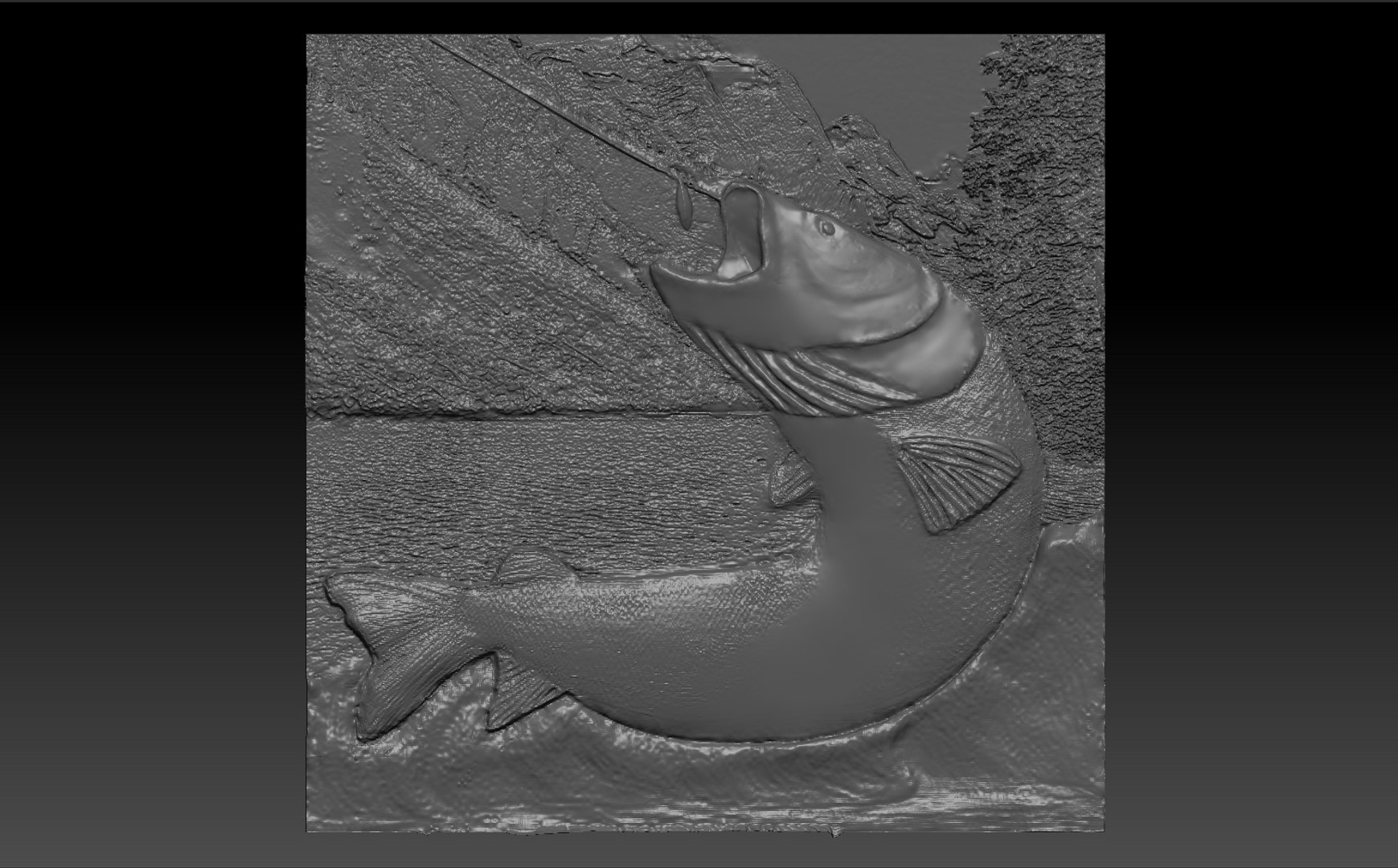 bas-relief fish taimen obj