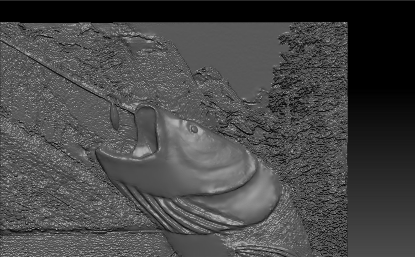 bas-relief fish taimen obj