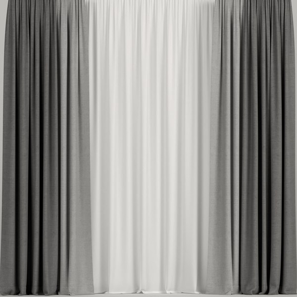 Tulle gray curtain model - TurboSquid 1412543