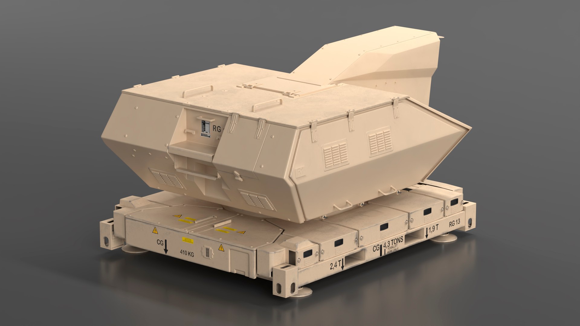 3D Laser System For Air Defense Sand Camo Rigged For Cinema 4D Model ...