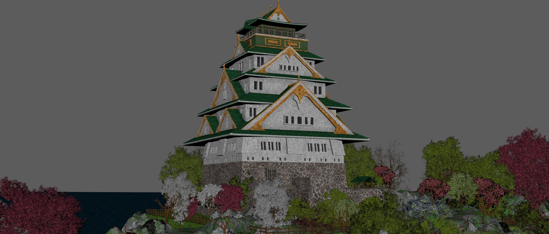 Osaka Castle Environment 3D Model - TurboSquid 2205927