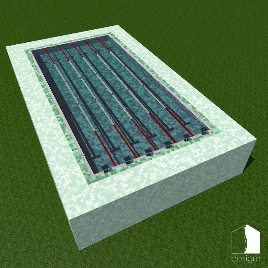 3d real swimming pool 25m model
