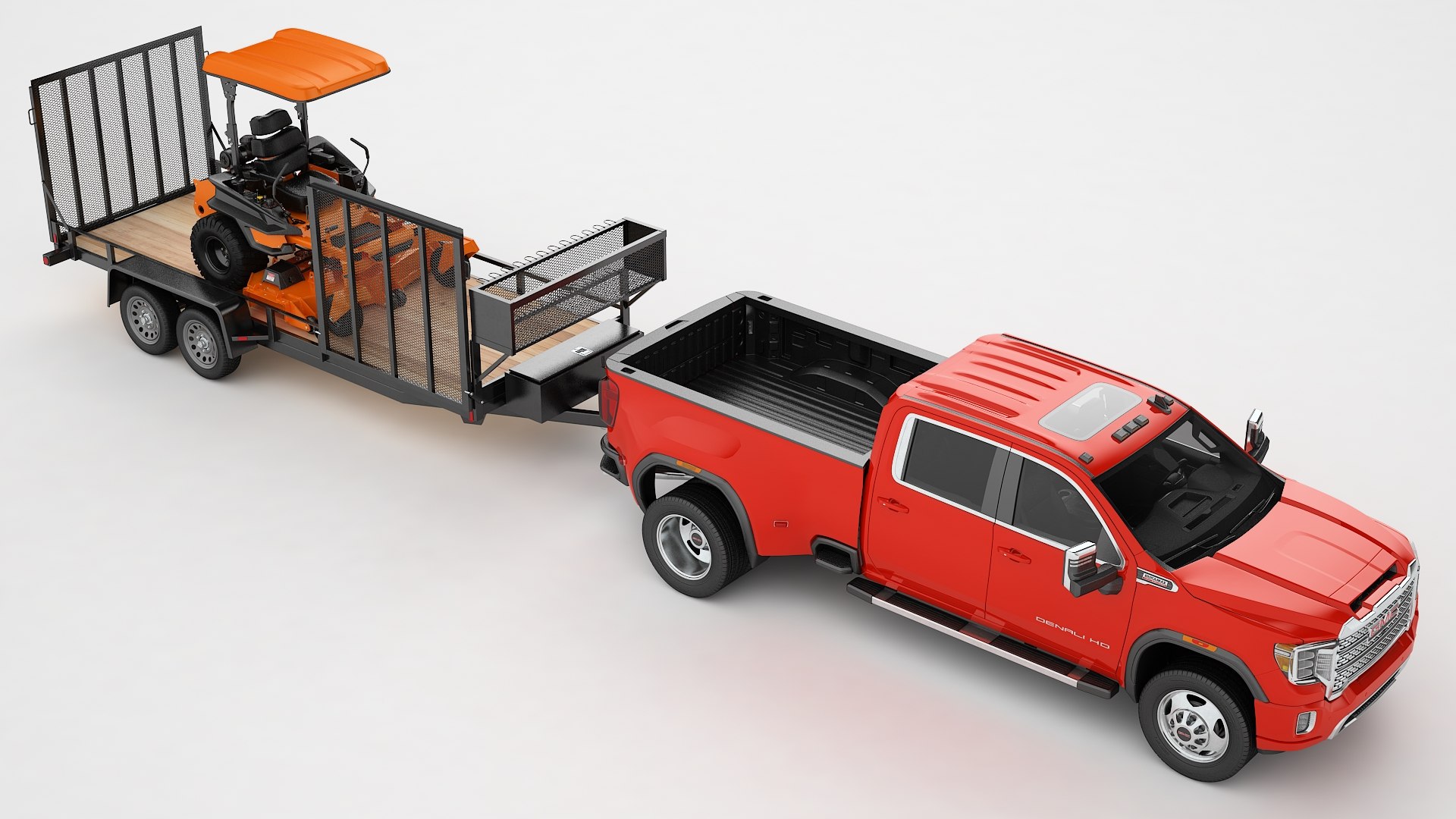 GMC SIERRA HD DENALI 2020 with Landscape Pro Trailer 02 3D model ...