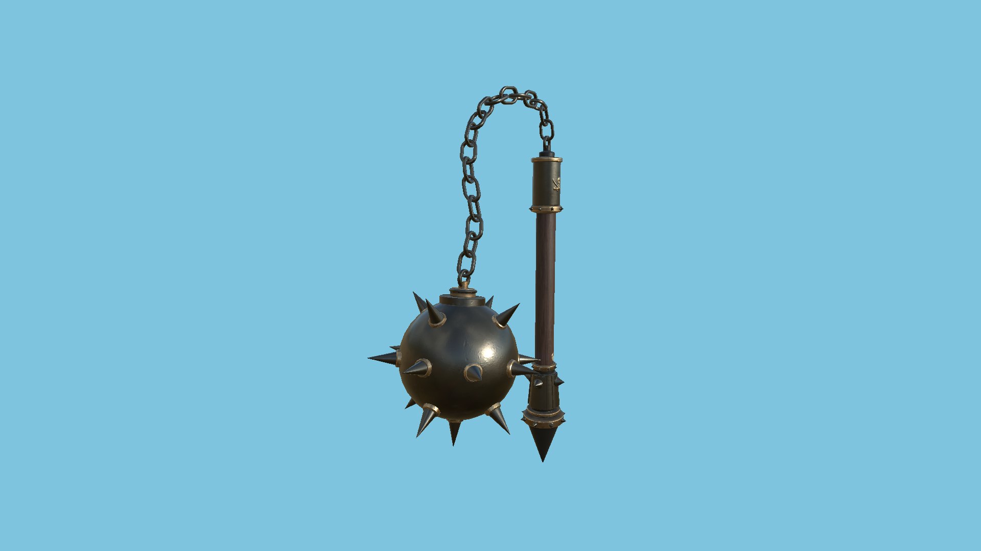 Medieval Flail 04 Black Dark - Character Fantasy Weaponry Model ...