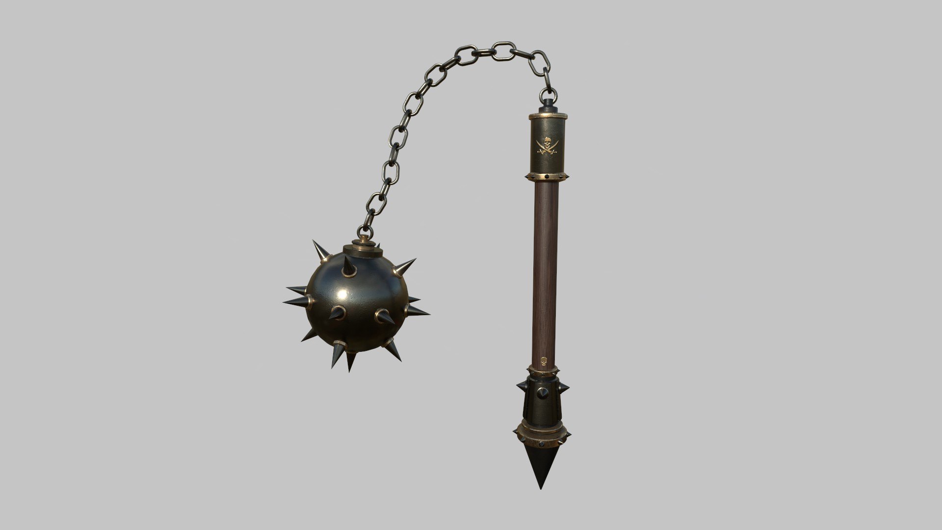 Medieval Flail 04 Black Dark - Character Fantasy Weaponry Model ...