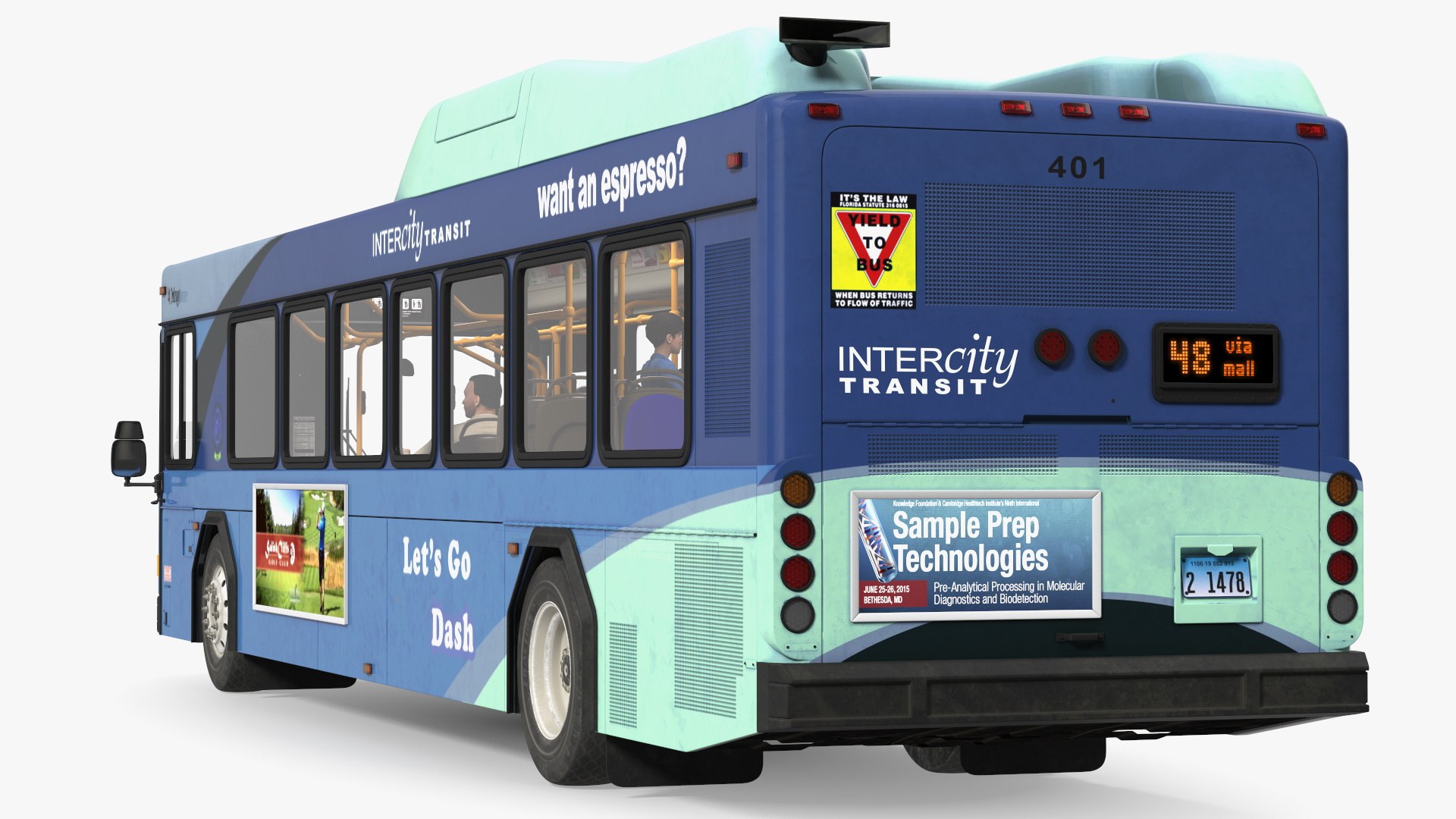 3D model Gillig Low Floor Hybrid Bus Intercity Blue with People Fur ...