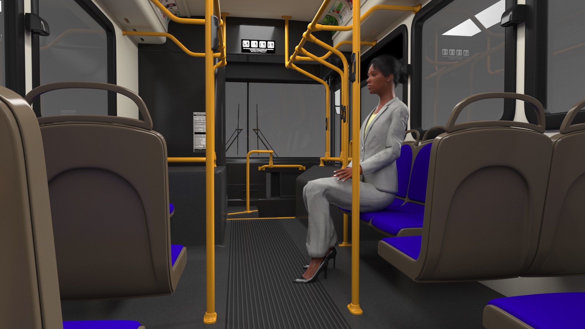 3D model Gillig Low Floor Hybrid Bus Intercity Blue with People Fur ...