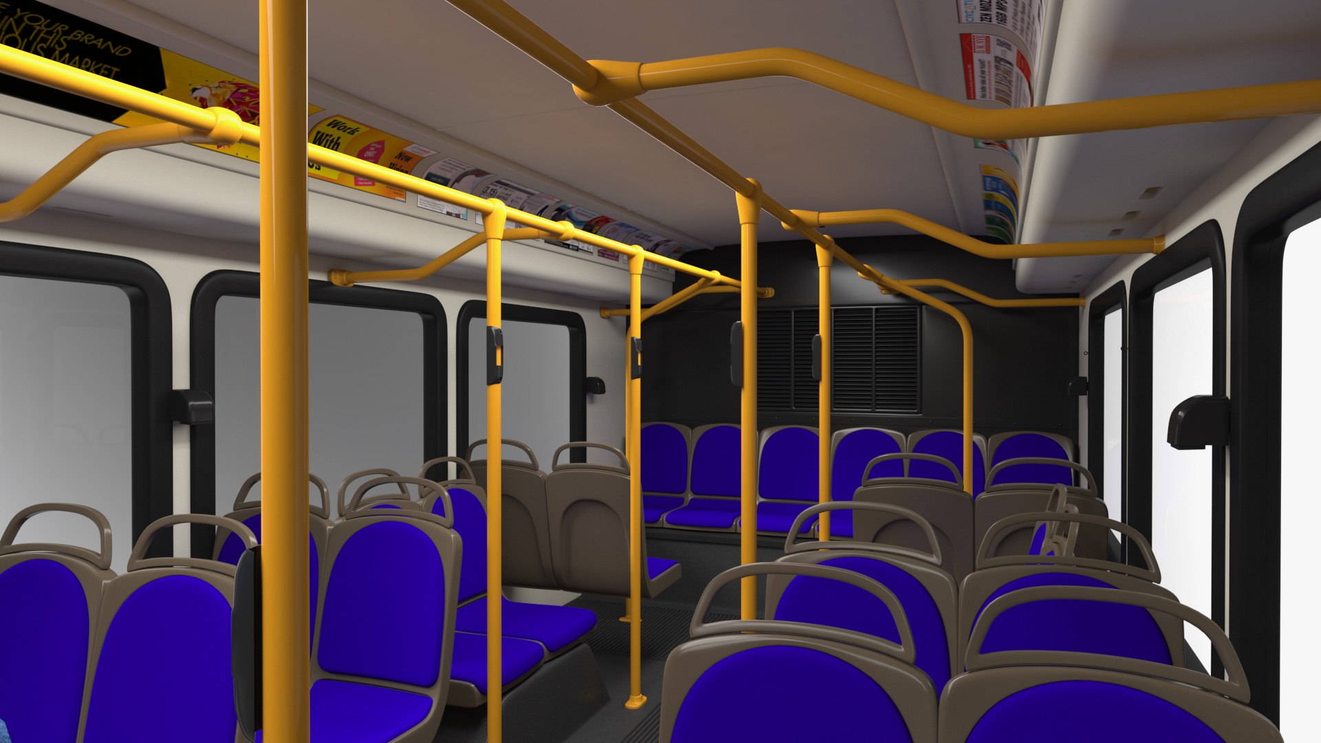 3D Model Gillig Low Floor Hybrid Bus Intercity Blue With People Fur ...