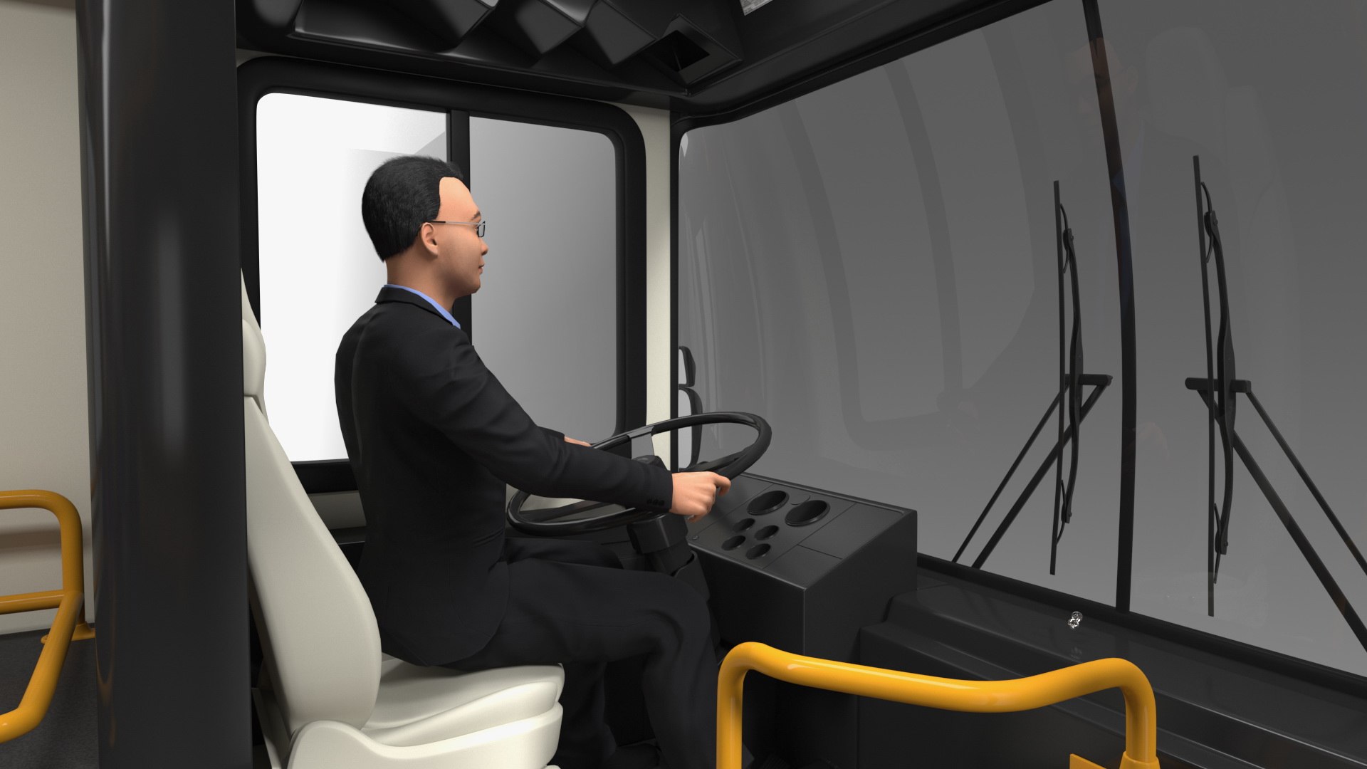 3D model Gillig Low Floor Hybrid Bus Intercity Blue with People Fur ...