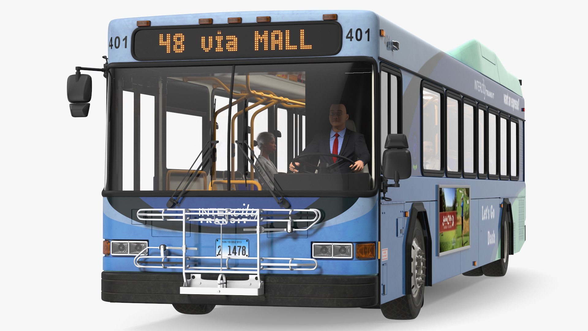 3D model Gillig Low Floor Hybrid Bus Intercity Blue with People Fur ...