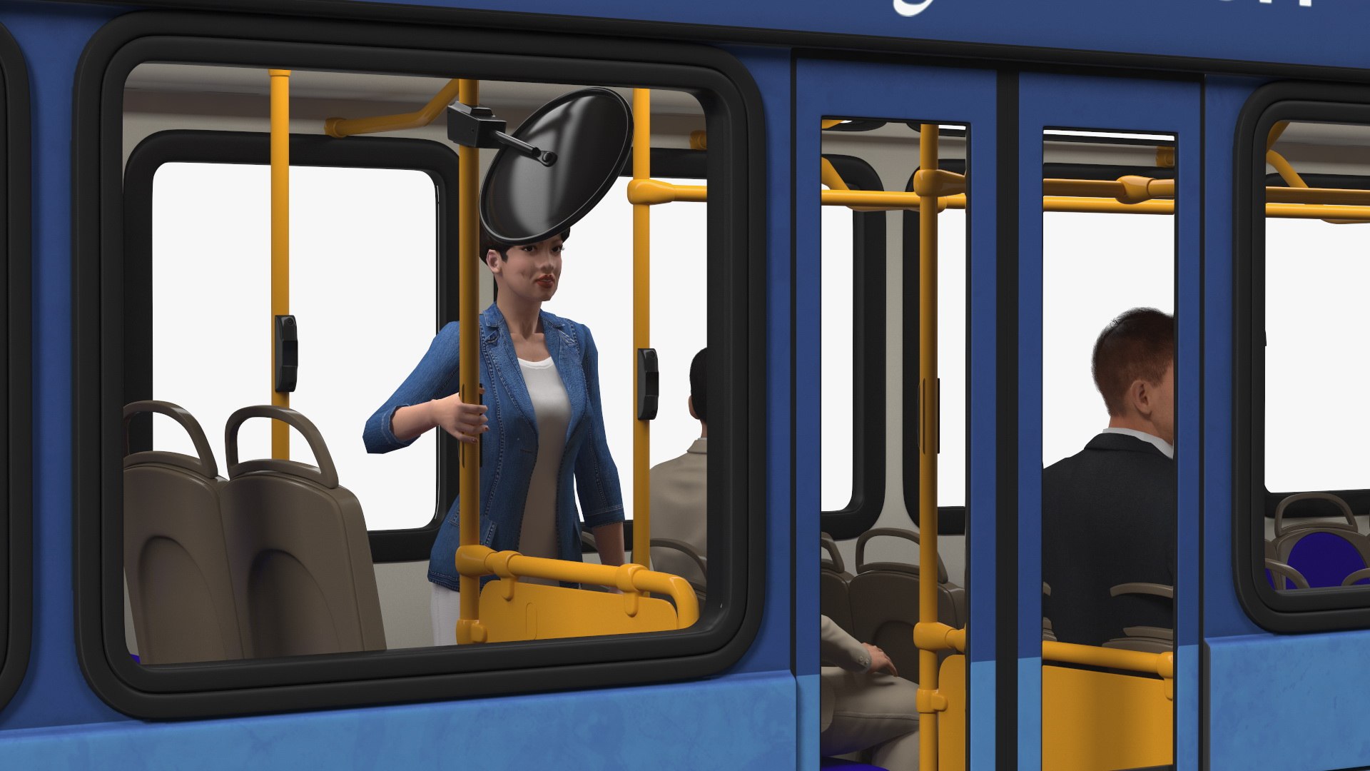 3D model Gillig Low Floor Hybrid Bus Intercity Blue with People Fur ...