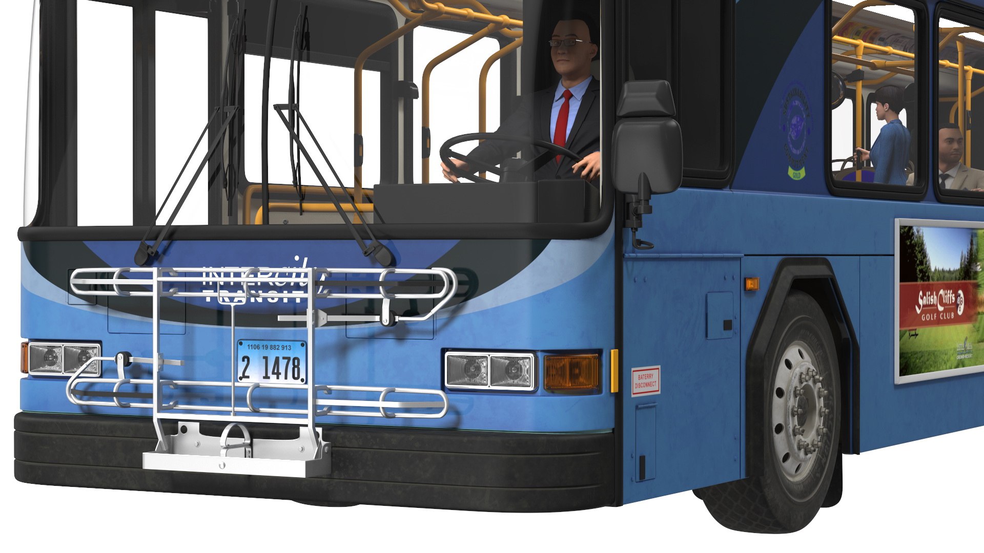 3D model Gillig Low Floor Hybrid Bus Intercity Blue with People Fur ...