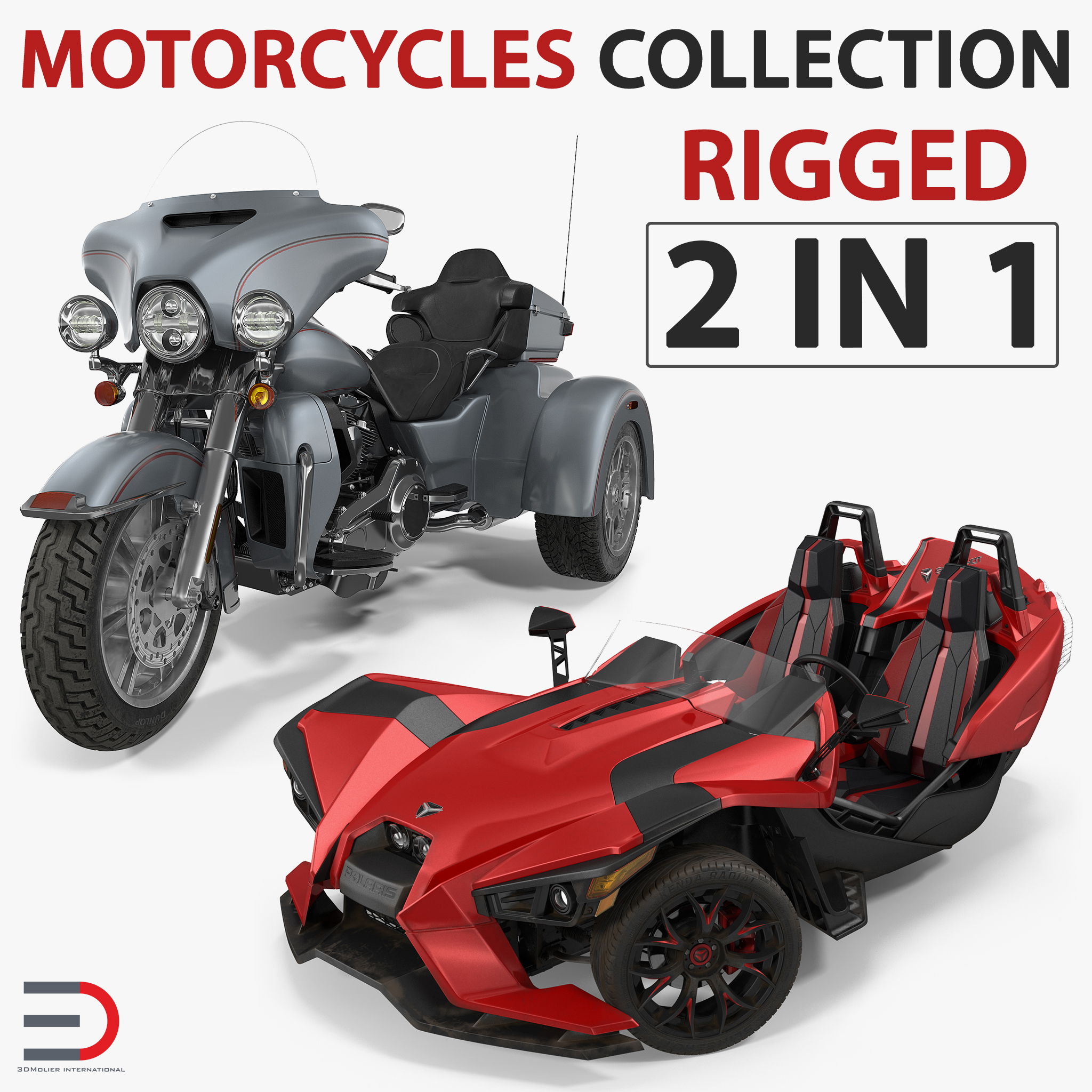 Rigged trike motorcycles 3D - TurboSquid 1200624