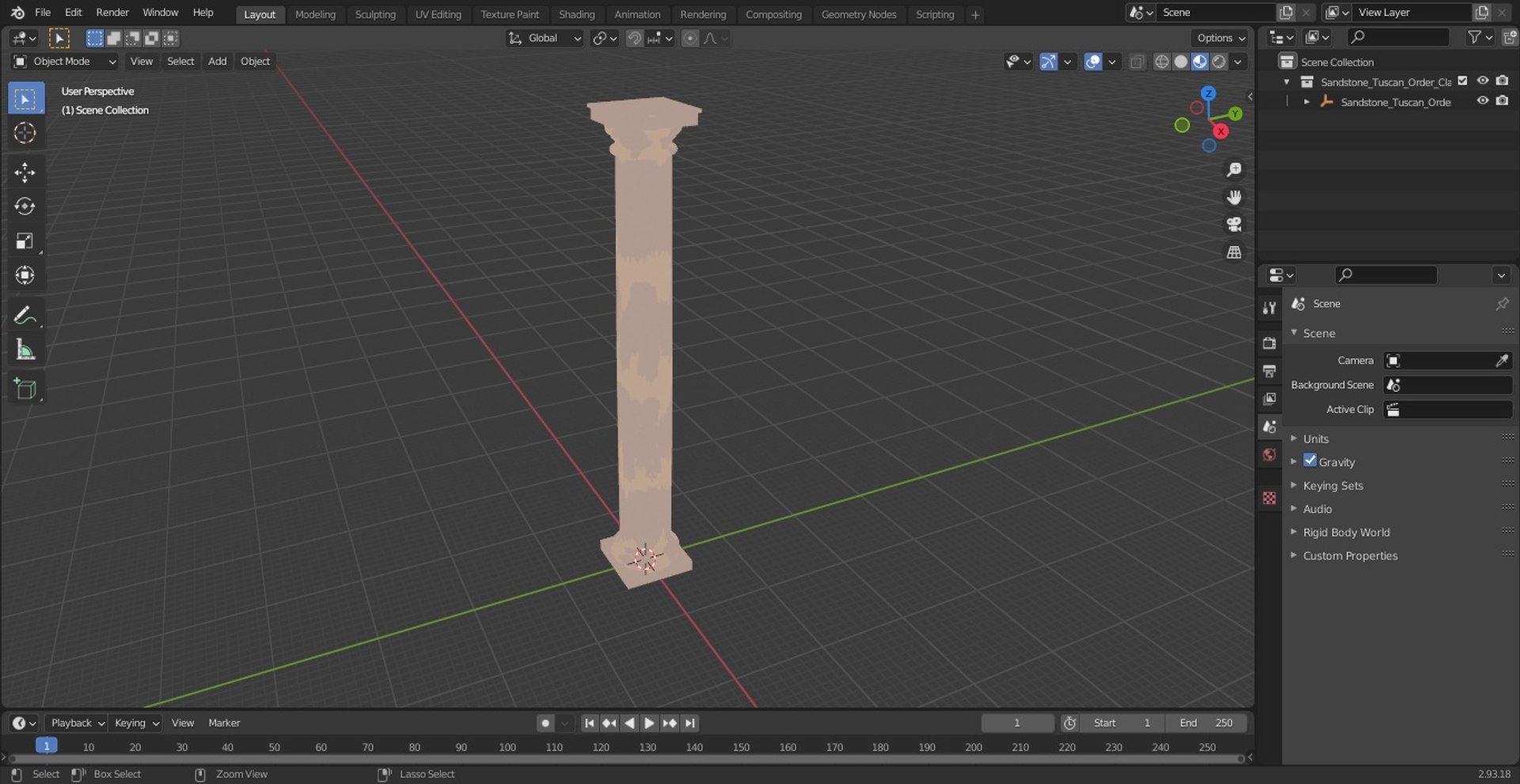 3D model Sandstone Tuscan Order Classical Column - TurboSquid 2142593
