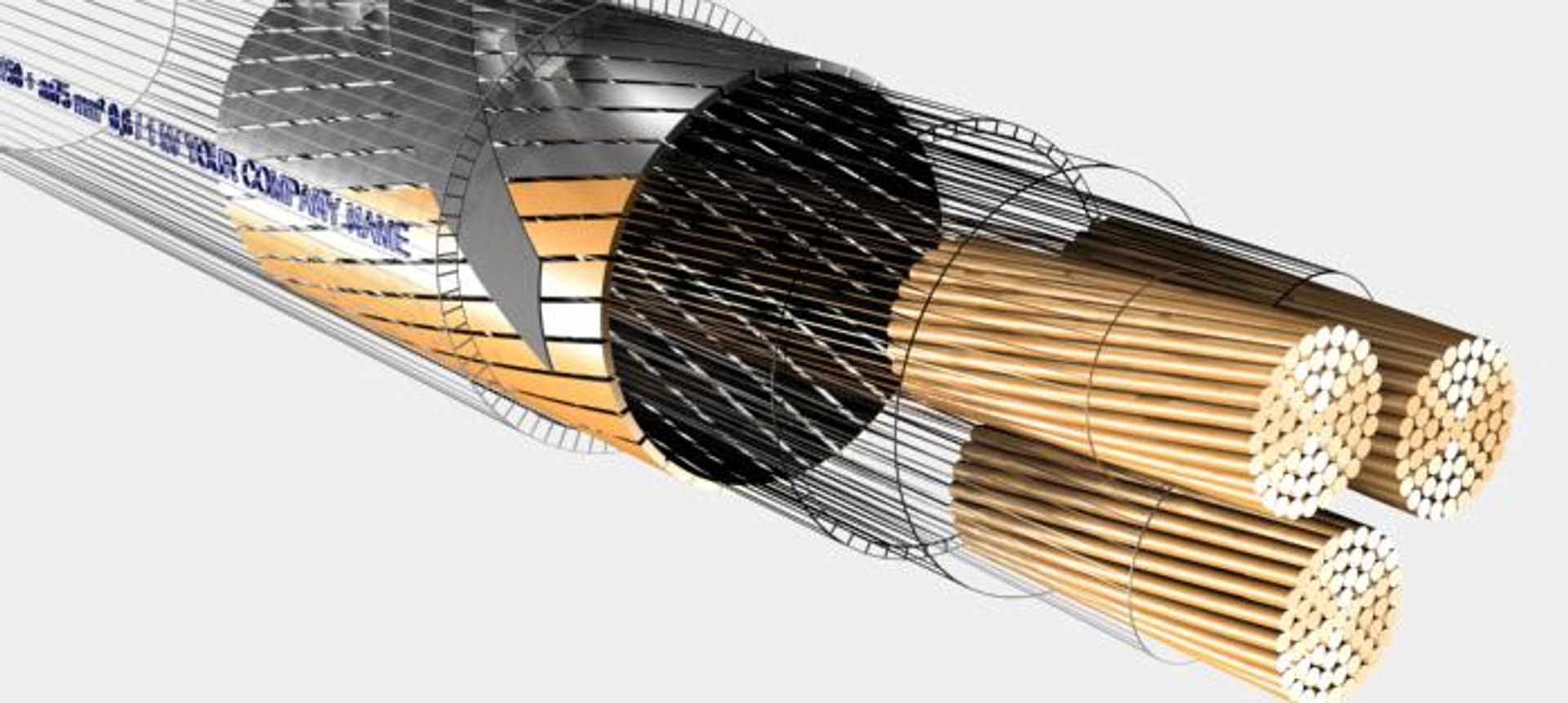 3d Model Power Cable Armoured 3x150mm²