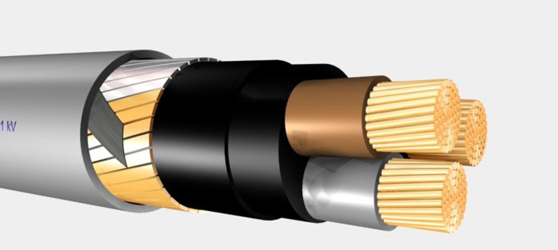 3d Model Power Cable Armoured 3x150mm²
