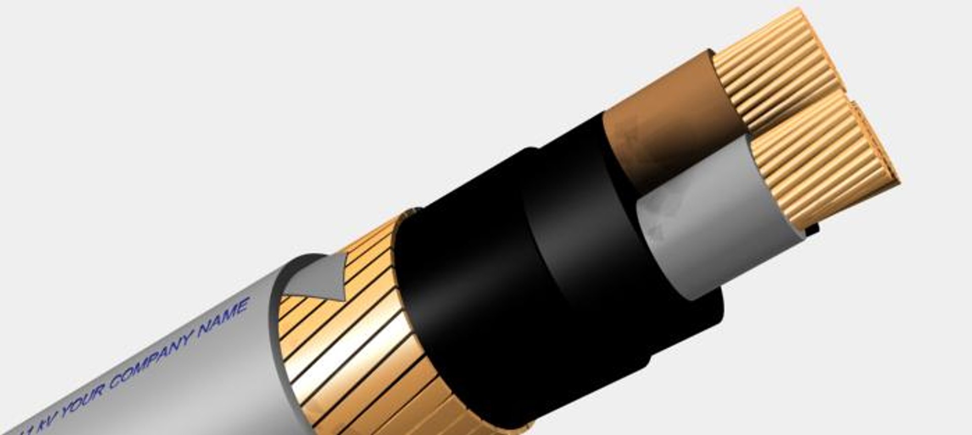 3d Model Power Cable Armoured 3x150mm²