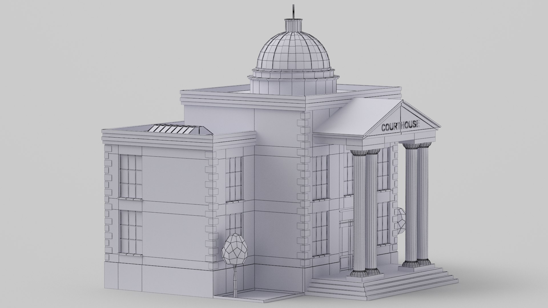 3D Low Poly Cartoon Courthouse - TurboSquid 1845275
