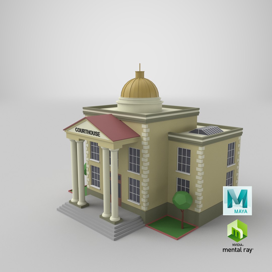 3D Low Poly Cartoon Courthouse - TurboSquid 1845275