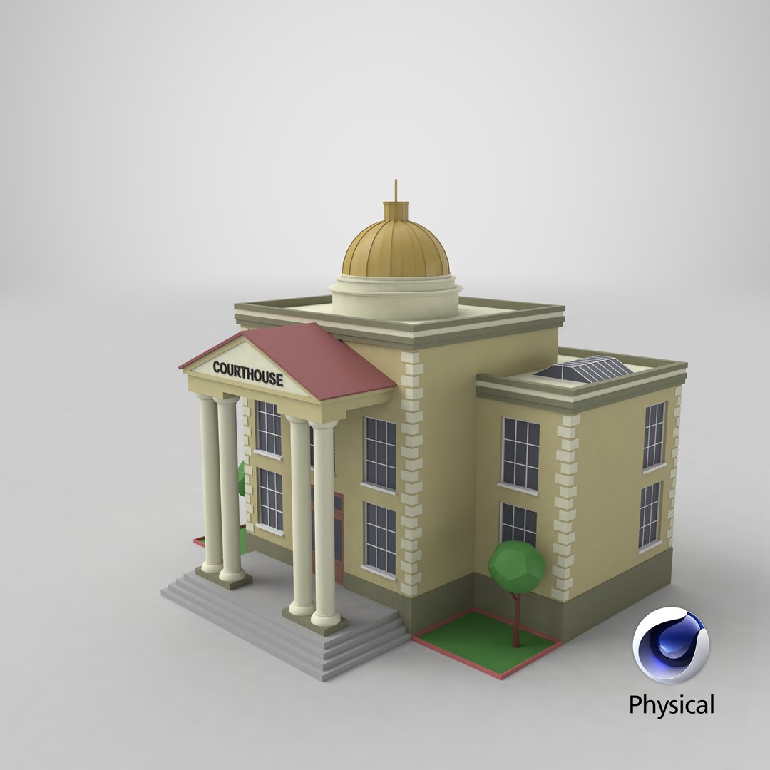 3D Low Poly Cartoon Courthouse - TurboSquid 1845275