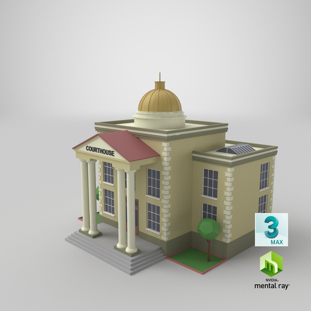 3D Low Poly Cartoon Courthouse - TurboSquid 1845275